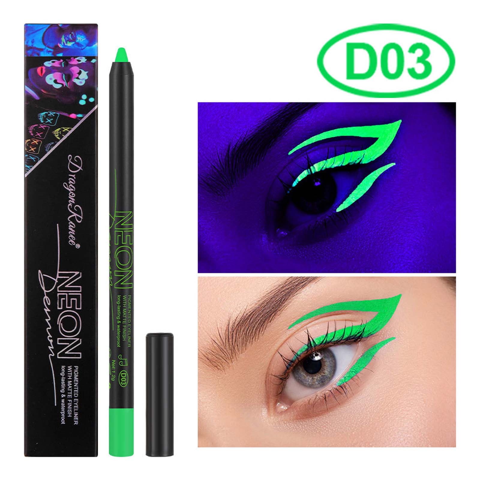 SDJMa UV Glow Neon Eyeliner Matte Rainbow Colorful Neon Colored ...