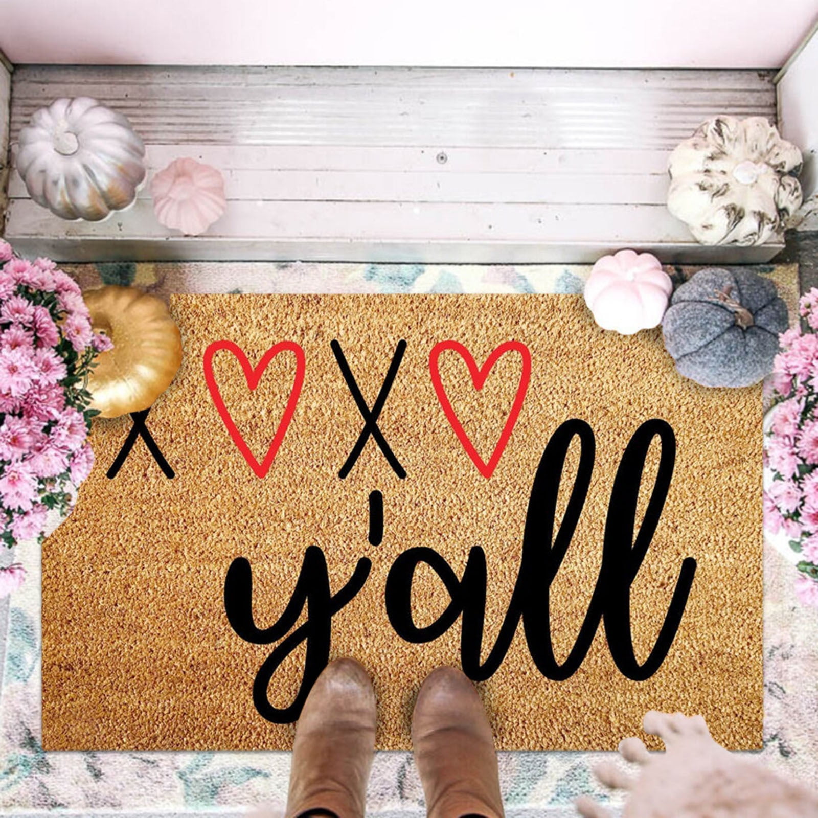 SDJMa Valentine's Day Heavy Duty Coir Doormat with Nonslip Vinyl ...