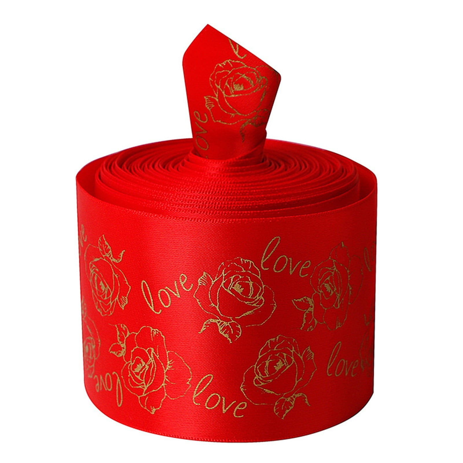 SDJMa Valentine's Day Wired Edge Ribbons 5 Yards, Red Heart Ribbon Love Wrapping Ribbon for ...