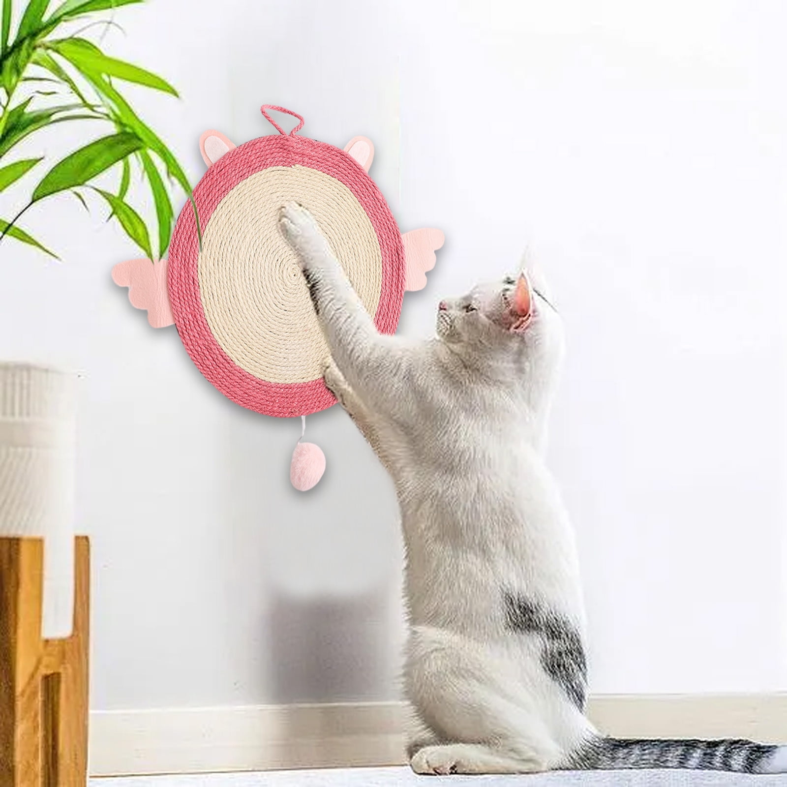 SDJMa Wall Mounted Cat Scratcher - Indoor Round Cat Scratching Board ...