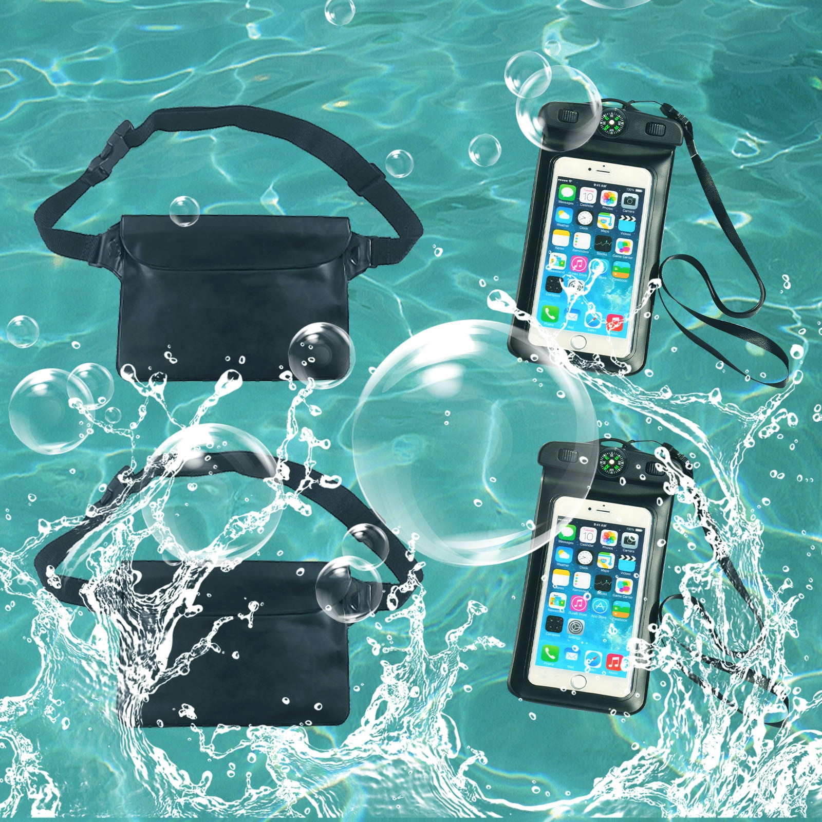 SDJMa Waterproof Waist Bag and Waterproof Phone Pouch for Beach ...