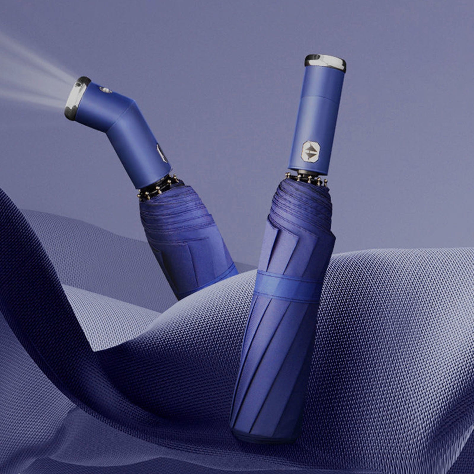 SDJMa Windproof Compact Umbrellas for Rain with LED Light Flashlight ...