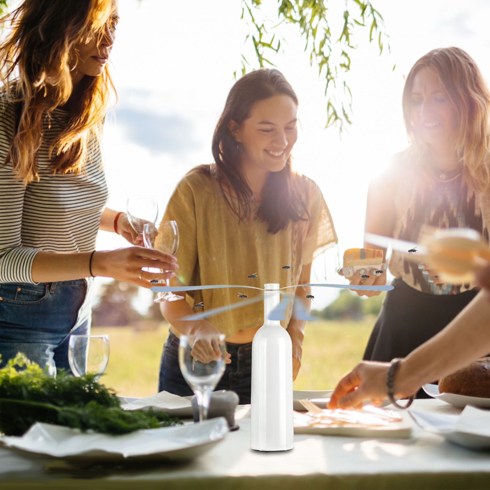 SDJMa Wine Bottle Fly Repellent Fan, Outside or Inside Table use ...