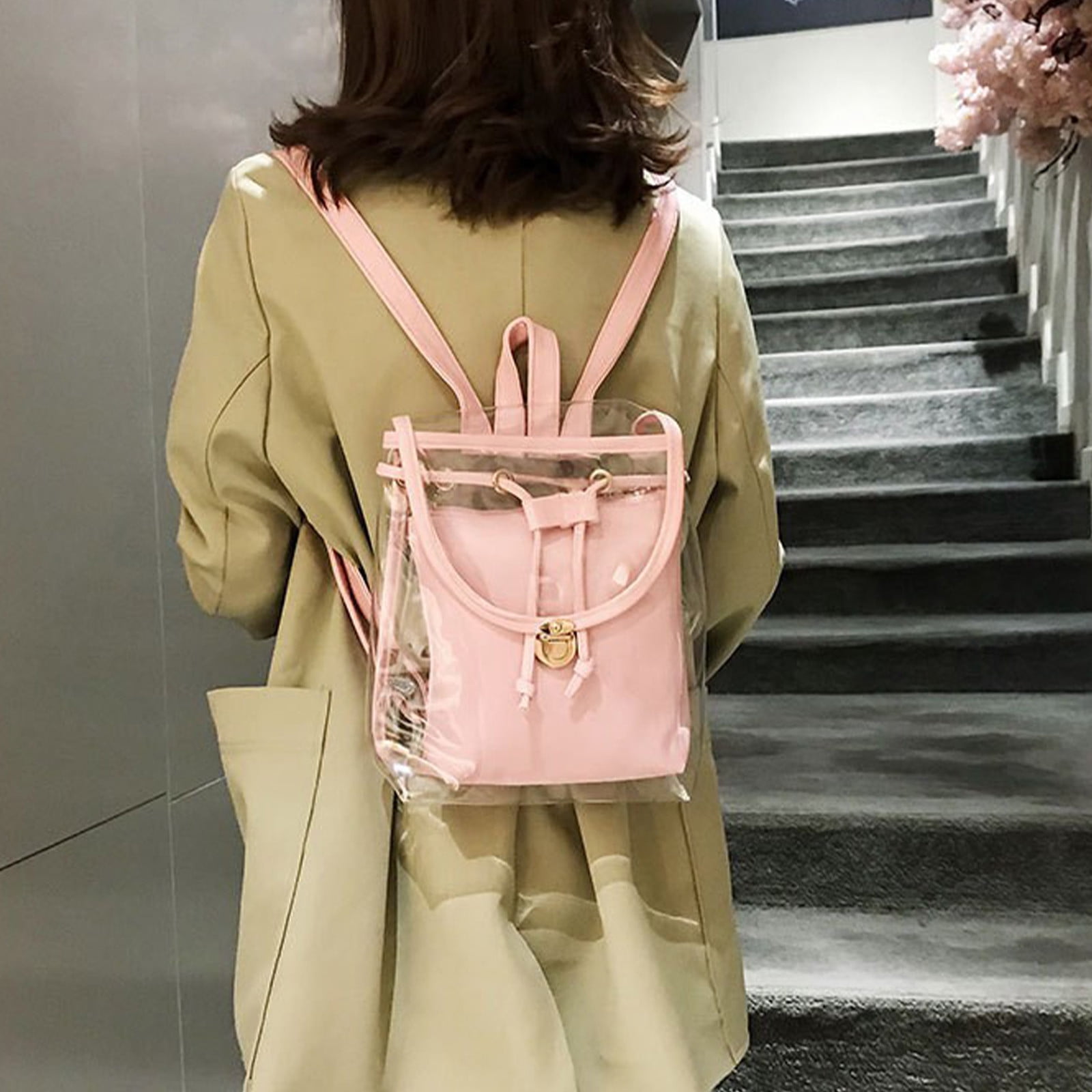 SDJMa Women Small Clear Tote Beach Shoulder Top-handle Bag PVC ...