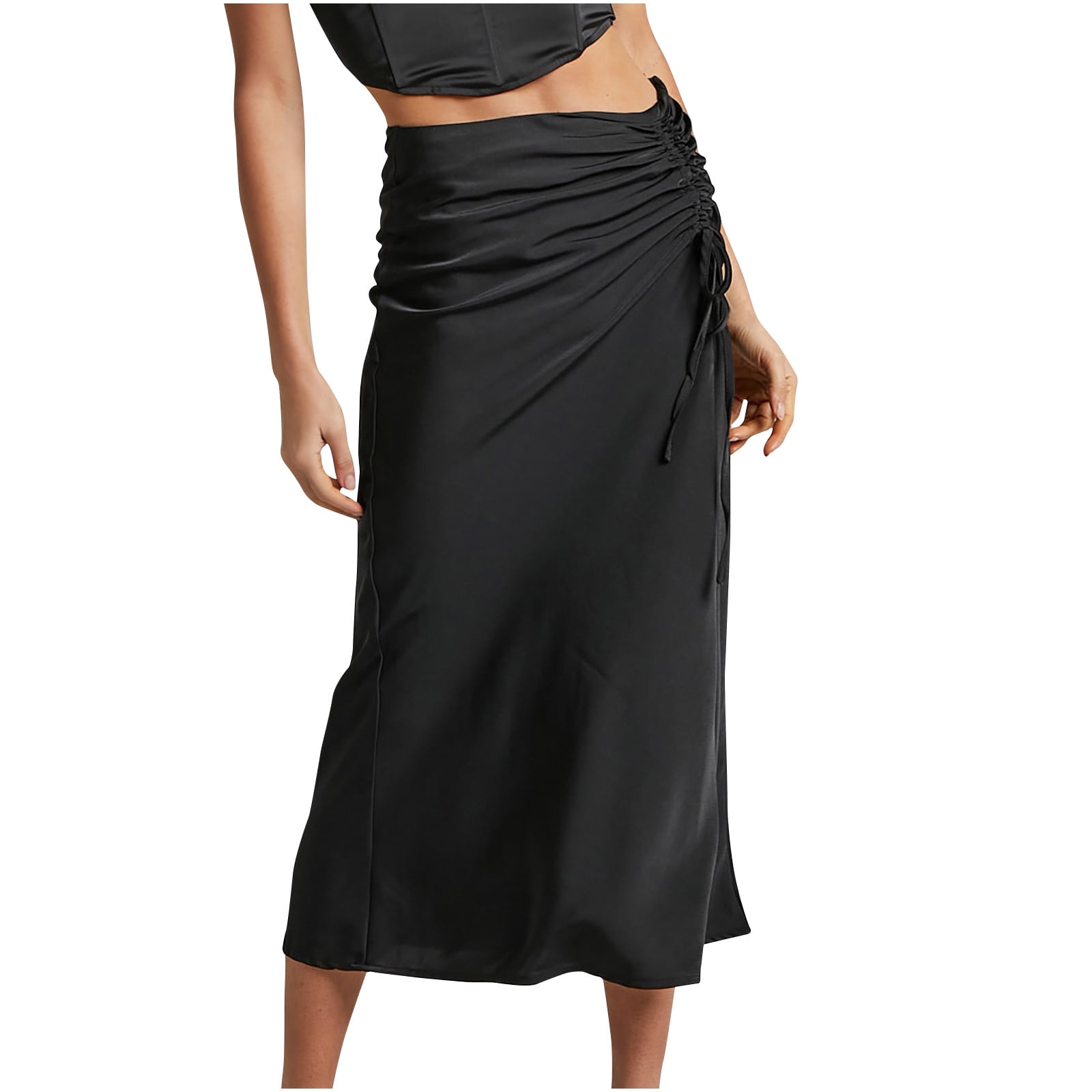 Solid Color Hip-wrap Midi Skirt Office Professional LIXINGHEITANG Women ...