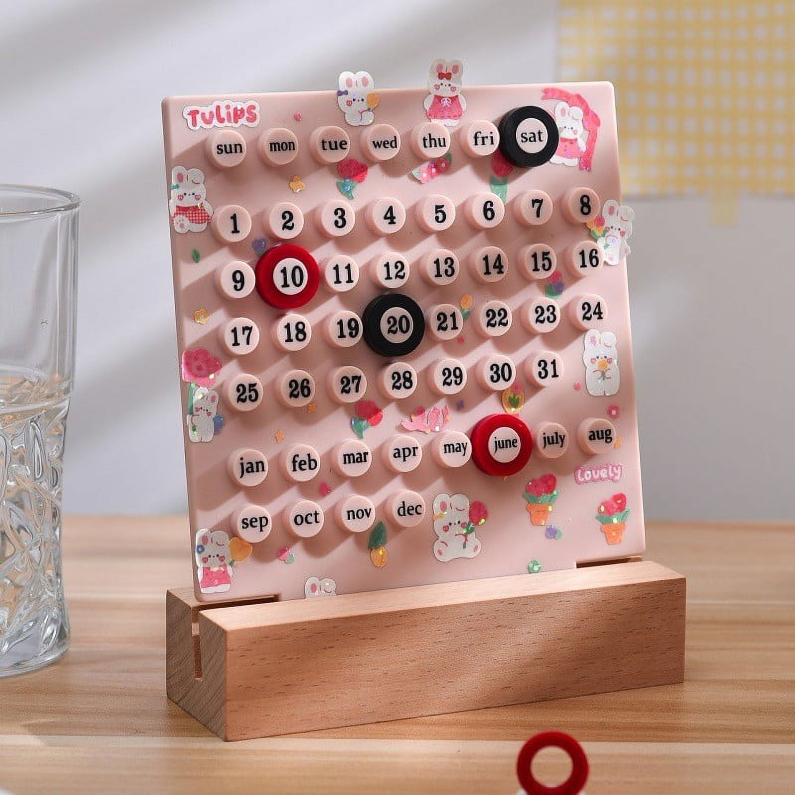 SDJMa Wooden Desk Calendar - Fashion Perpetual Calendar DIY Ring ...