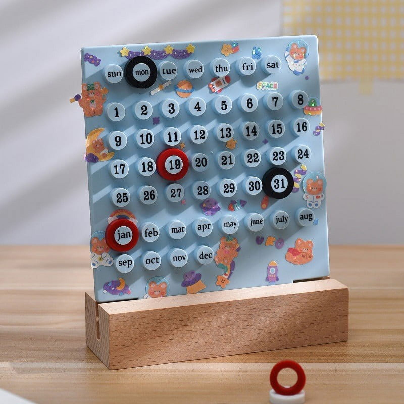 SDJMa Wooden Desk Calendar - Fashion Perpetual Calendar DIY Ring ...