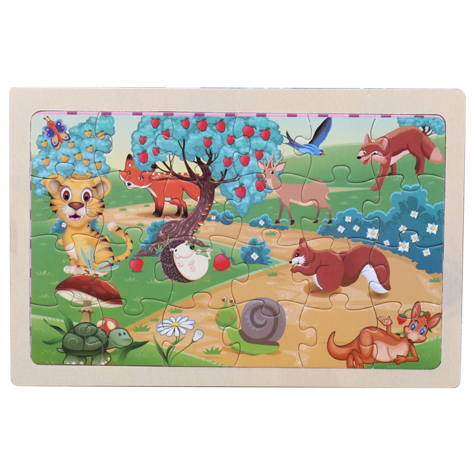 SDJMa Wooden Jigsaw Puzzles for Kids Ages 3-5 Year Old 24 Piece ...