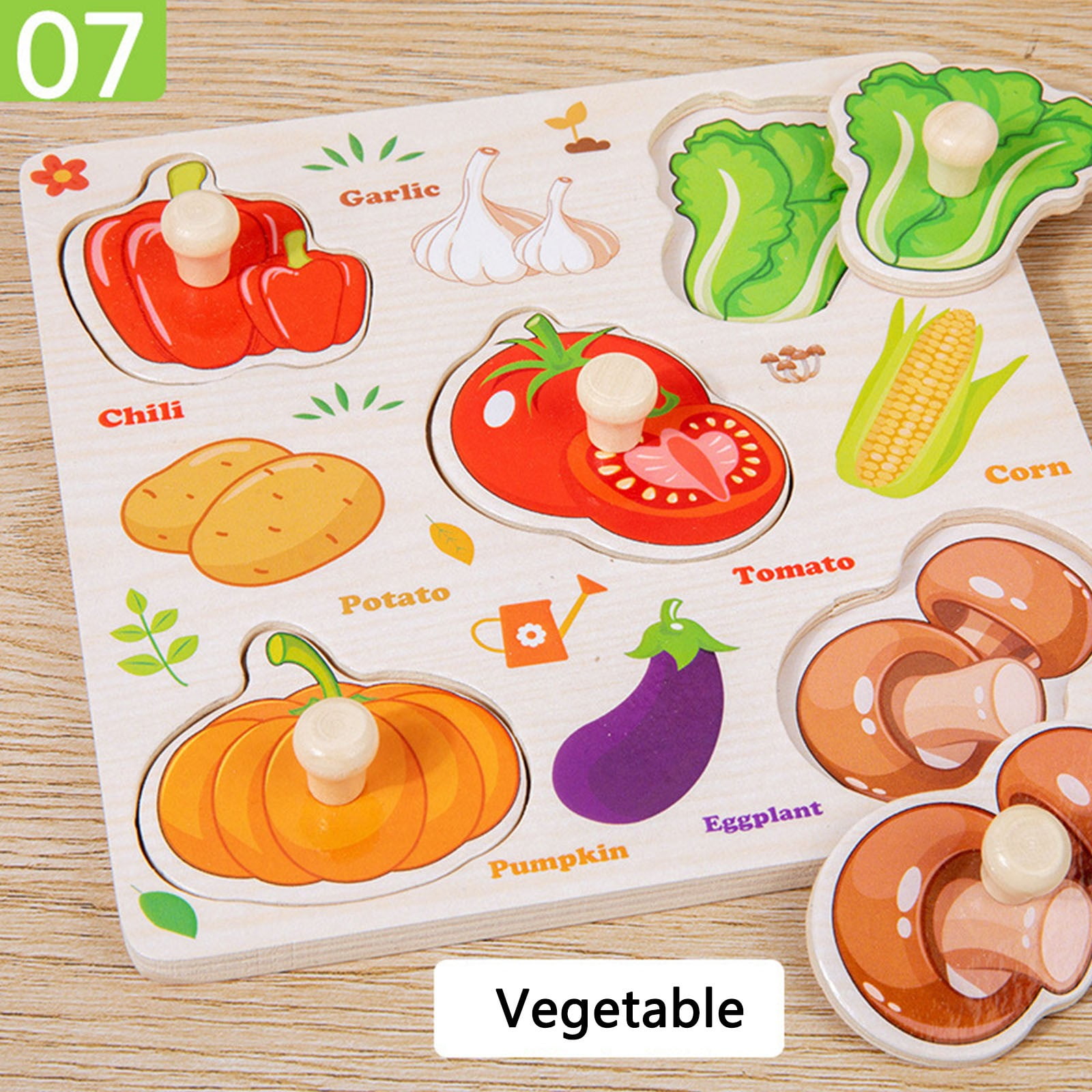 SDJMa Wooden Peg Puzzles for Toddlers, Montessori Toddler Puzzles for 1 ...