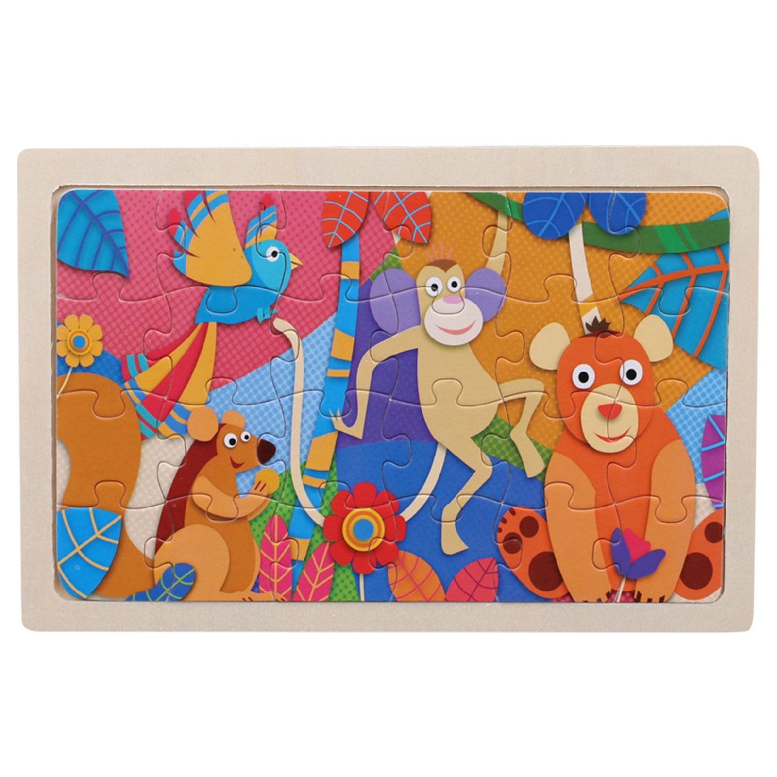 SDJMa Wooden Puzzles for Kids Ages 4-6, 1 Packs 24 PCs Jigsaw Puzzles ...