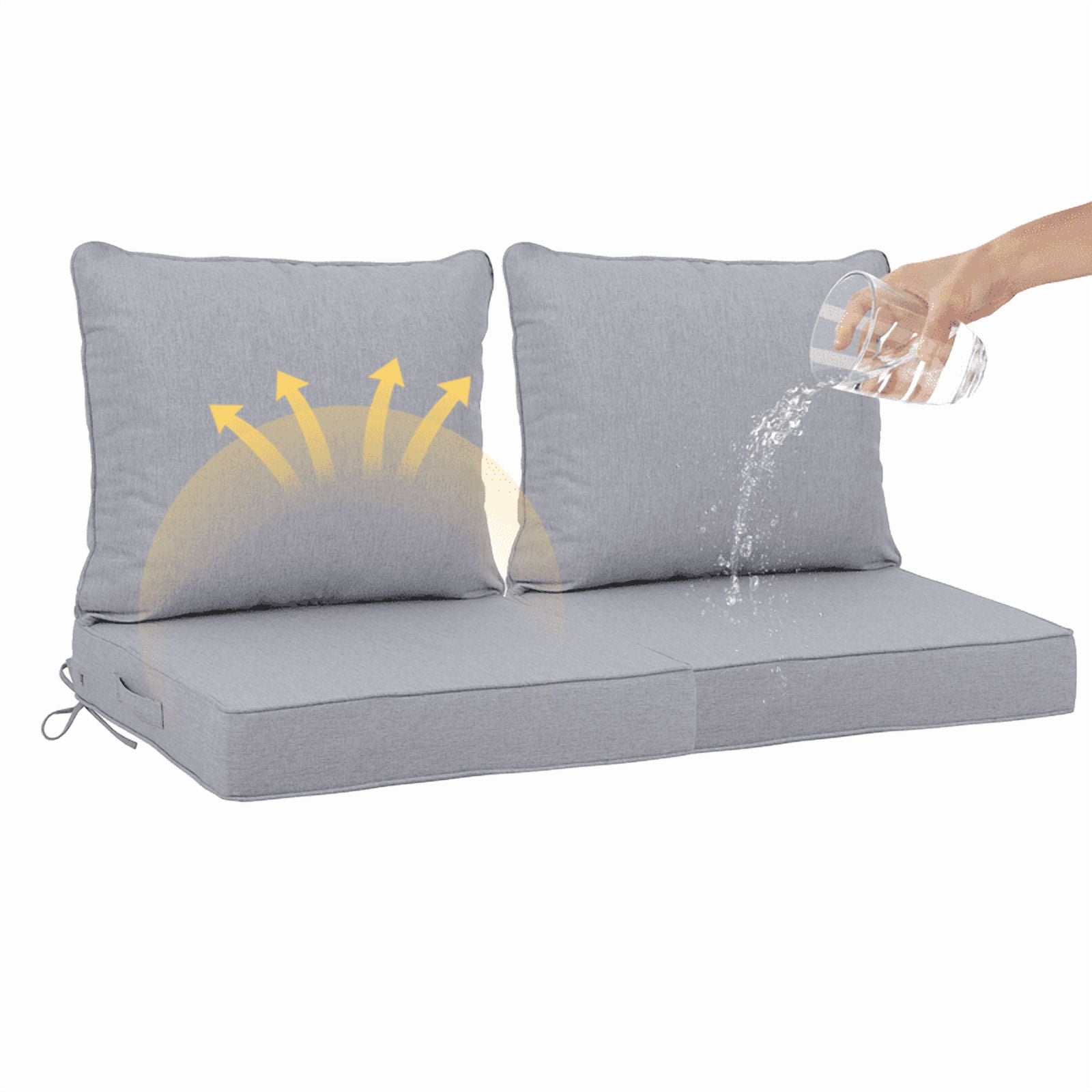SDJPOI 2PCS Outdoor Deep Seat Cushion Set - 24x24X4.3in Waterproof Fade ...