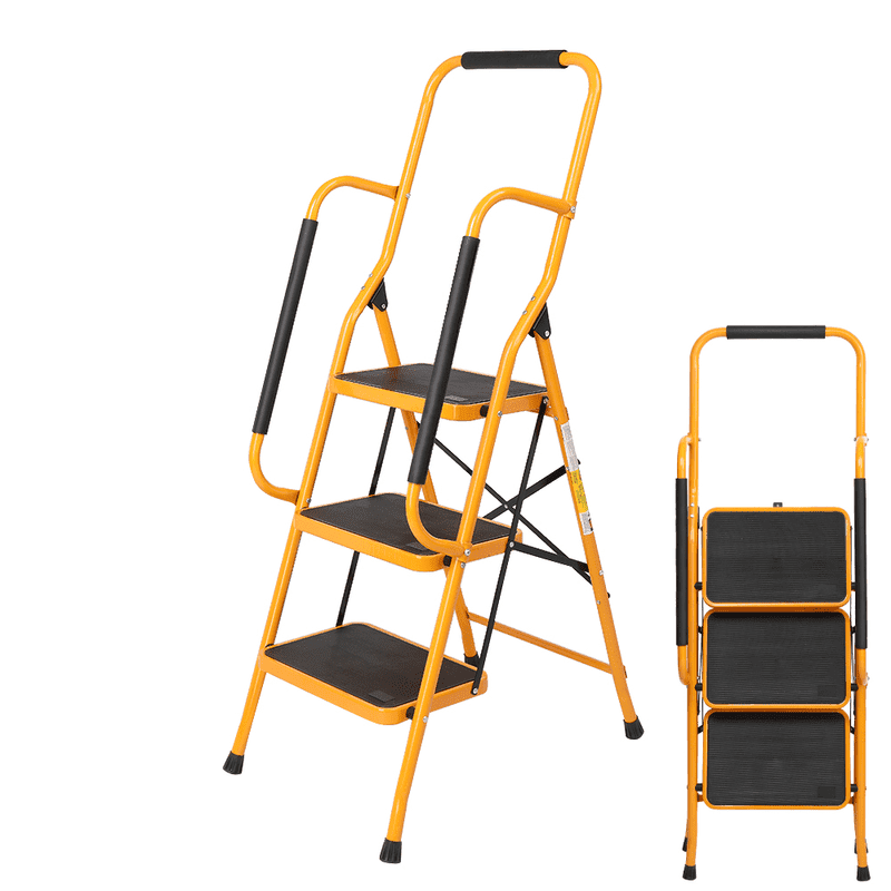 SDJPOI 3 Step Ladder with Handrails Folding Step Stool, 330lb Capacity ...