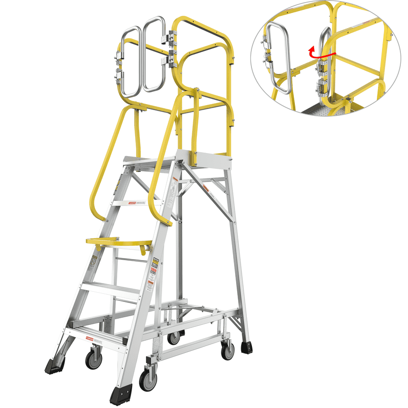 SDJPOI 5 Step Rolling Platform Ladder, Aluminum Ladder with Wheels ...