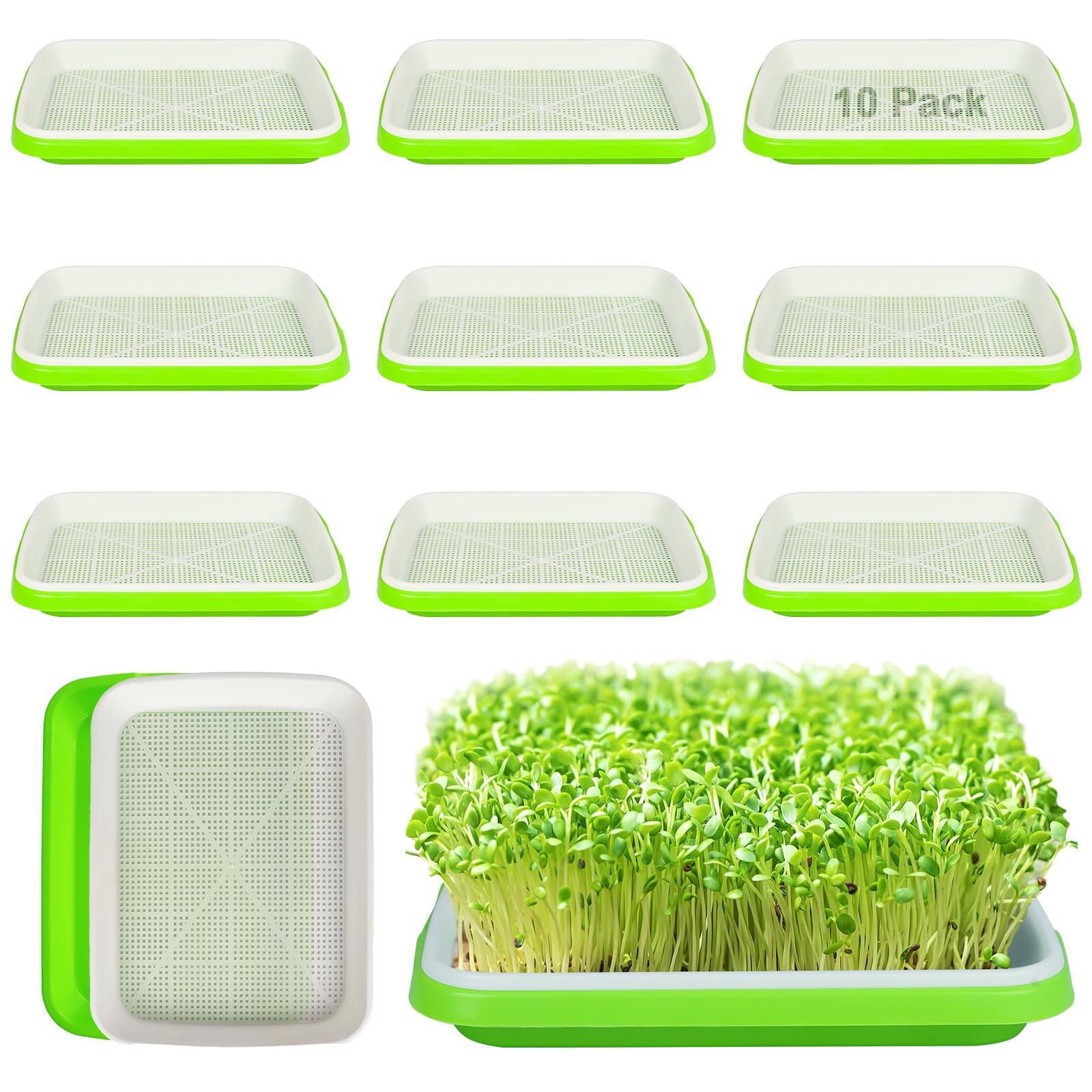 SDLDEER Seed Sprouting Tray, 10 Packs NSD3 Microgreens Growing Trays ...