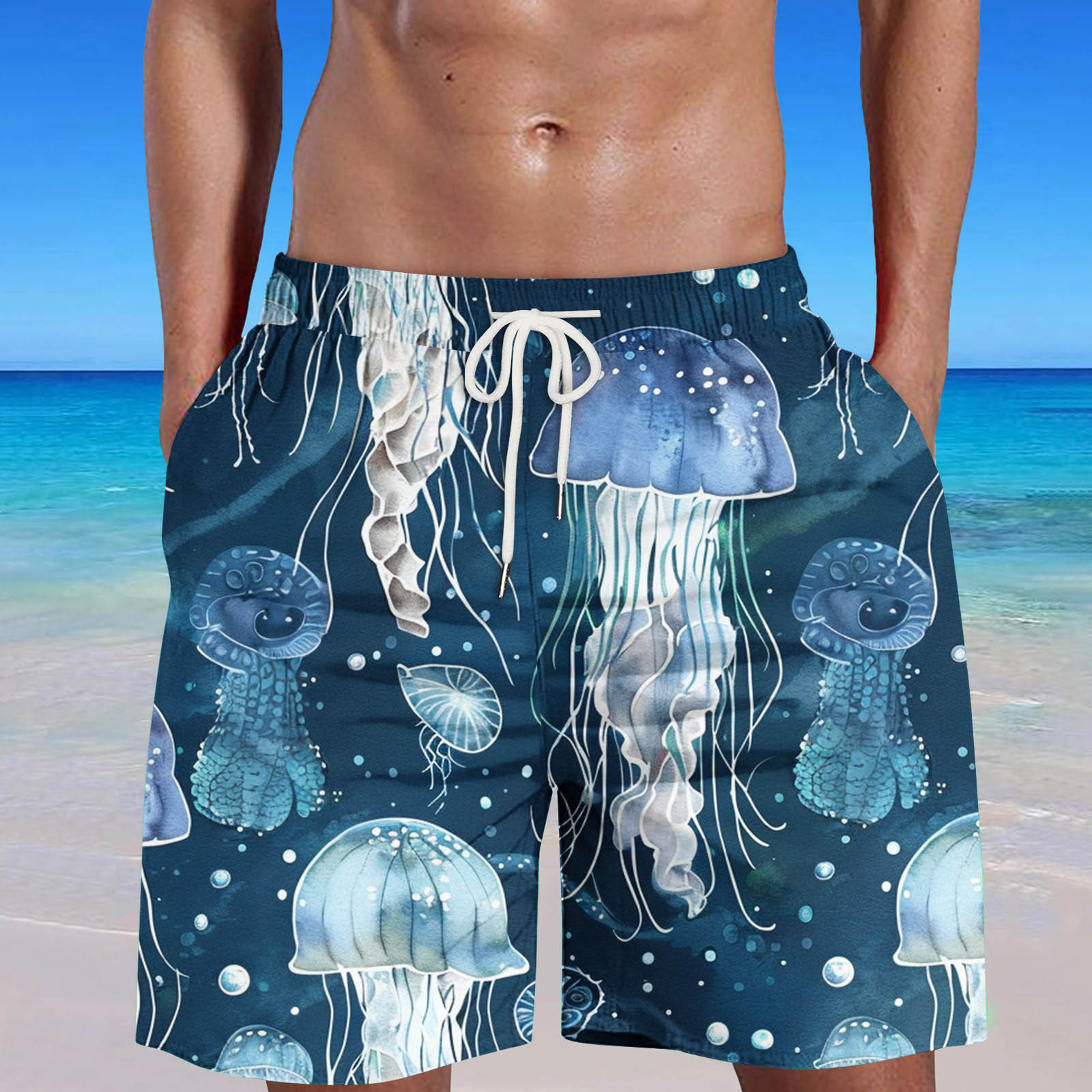 SDNall Funny Swim Trunks for Men Flame Printing Special Ocean Marine ...