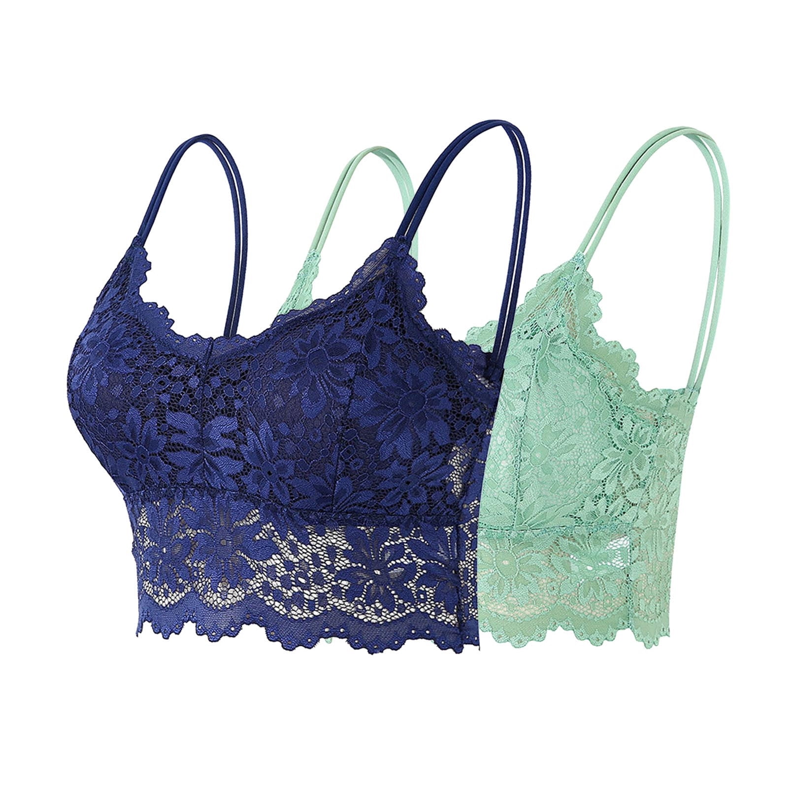 SDNall Lace Bralette for Women, 2-Pack with Double Strap and Wrap ...