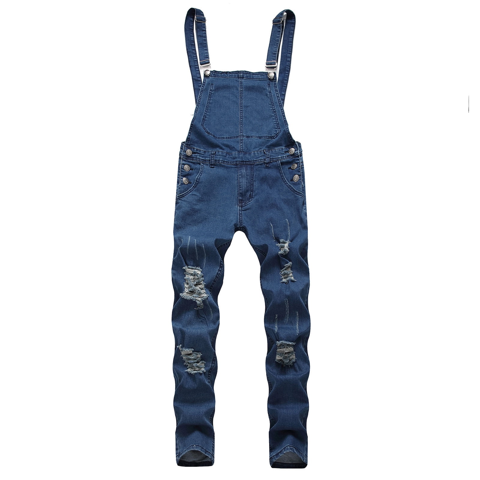 SDNall Mens Denim Overall One-Piece Ripped Suspenders Slim-Fit Trousers ...
