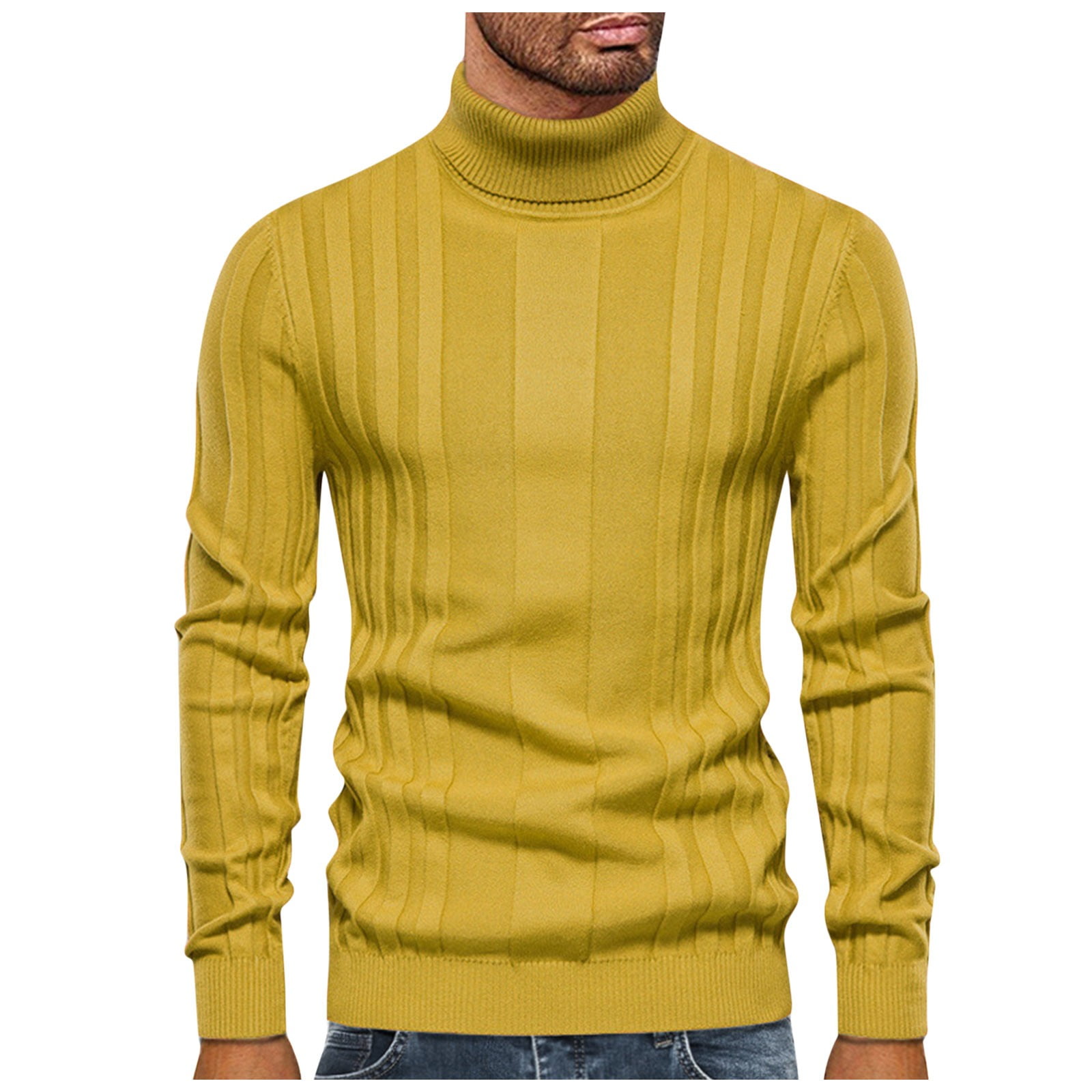 SDNall Mock Turtleneck for Men Solid-Color Casual Knitted Base Sweater ...