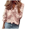 SDNall Ruffle Blouse for Women Casual Solid Color Ruffle Collar Long ...