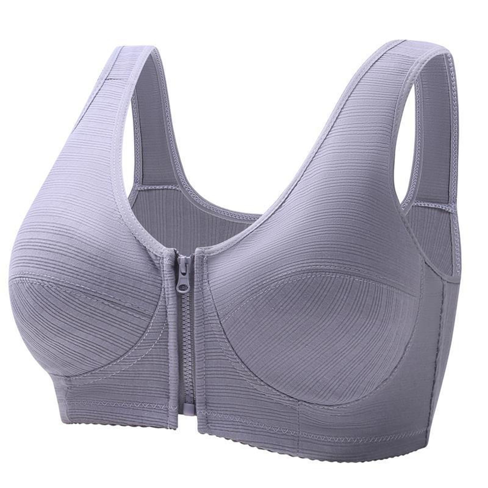 SDNall Womens Zip-Front Wireless Bra Seamless Lifting Bra with Fashion ...