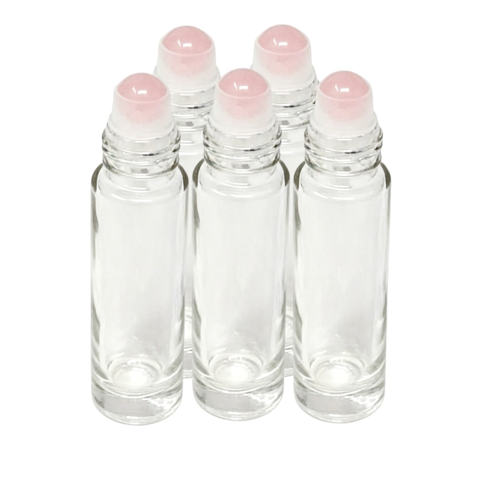 SDOHIG Pink Quartz Roller Bottle, 5-Pack Bulk Set, Semi-Precious Rose ...