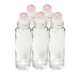 SDOHIG Pink Quartz Roller Bottle, 5-Pack Bulk Set, Semi-Precious Rose ...