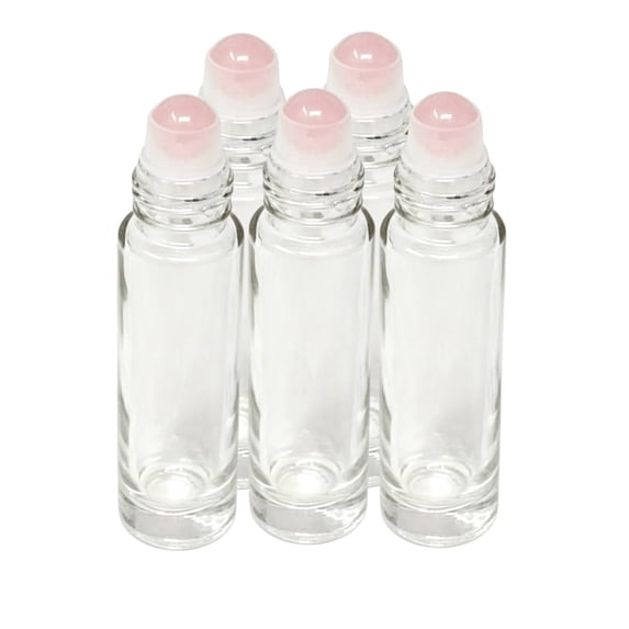 SDOHIG Pink Quartz Roller Bottle, 5-Pack Bulk Set, Semi-Precious Rose ...
