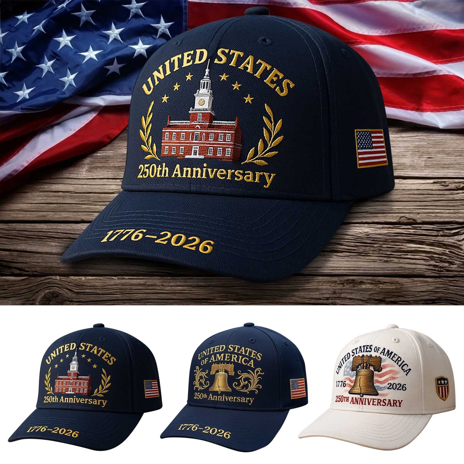 SDOHIG United States 250th Anniversary Hats, Patriotic Baseball Cap ...