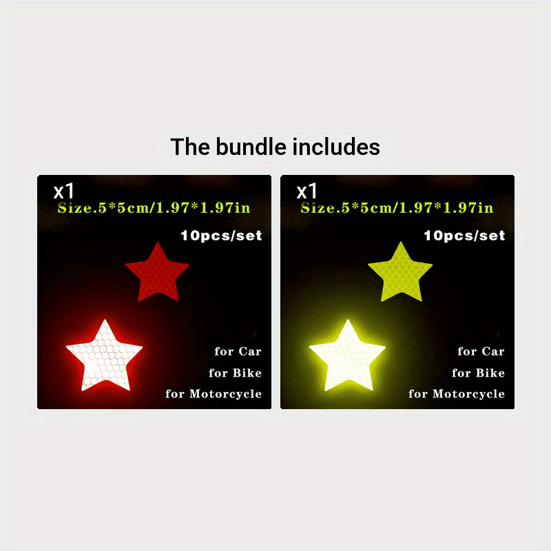 SDOTXA 10-Piece Set PVC Star-Shaped Car Reflective Stickers - Safety ...