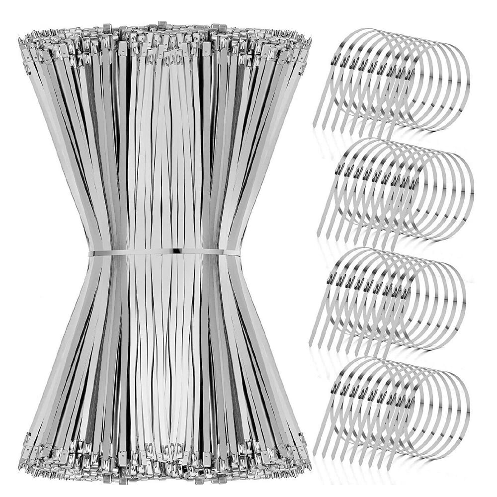 SDOTXA 100Pcs Metal Stainless Steel Cable Zip Ties Heavy Duty Self ...