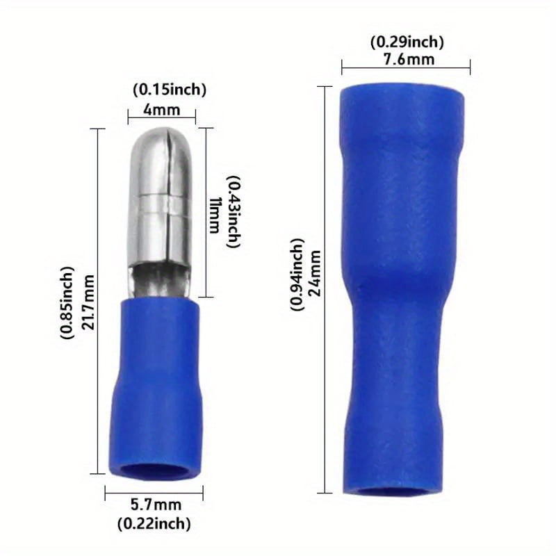 SDOTXA 100pcs/50sets Blue PVC Spring Cold-Pressed Bullet Terminals Male ...