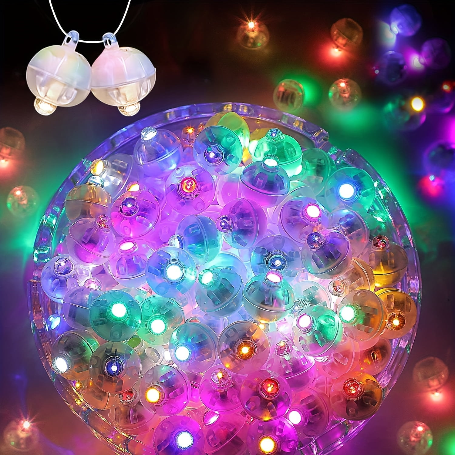 SDOTXA 100pcs Mini LED Ball Lights - Long Battery Life Multi-Color ...