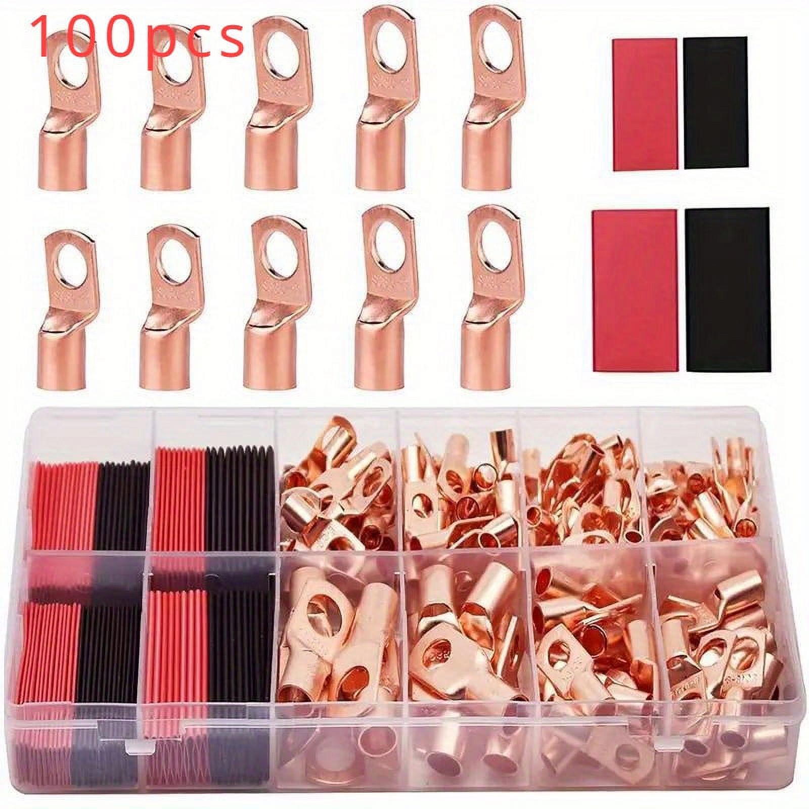 SDOTXA 100pcs Universal Automotive Copper Ring Crimp Terminals - Tinned ...