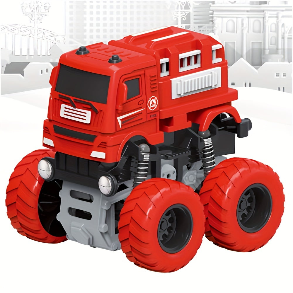 SDOTXA 1pc Fire Engine Monster Truck Toy - 4x4 Friction Powered Push ...