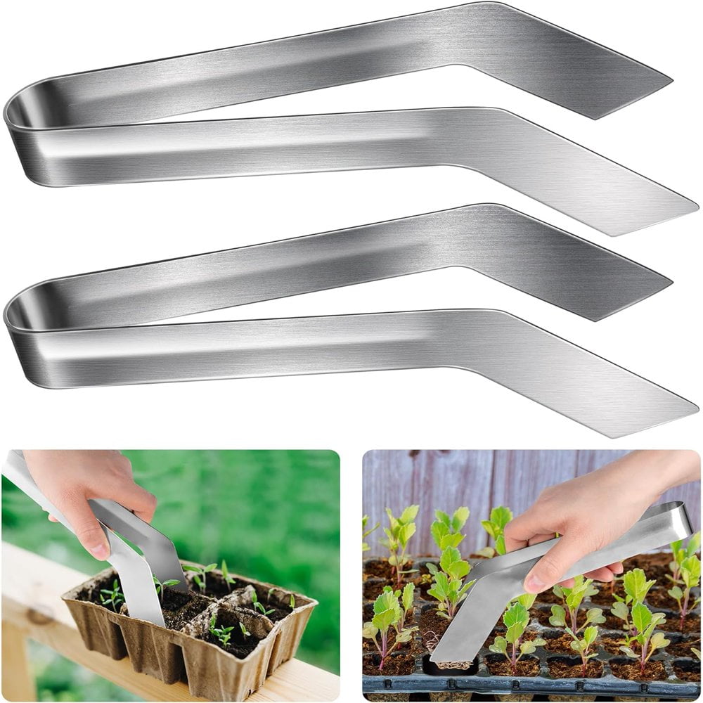 SDOTXA 2 Pcs Seedling Transplant Tongs- 6.7 Inch Stainless Steel ...