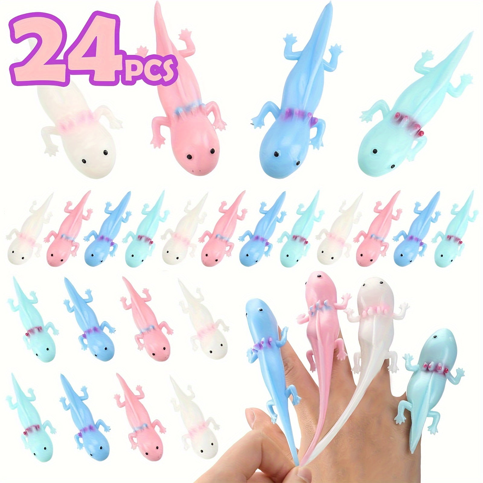 SDOTXA 24pcs 24-Piece Axolotl Finger Toys Sticky Rubber Dino Flying ...