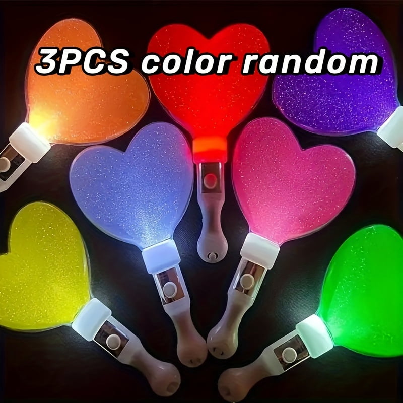 SDOTXA 3-Pack Colorful LED Heart-Shaped Flashlights Fluorescent Party ...