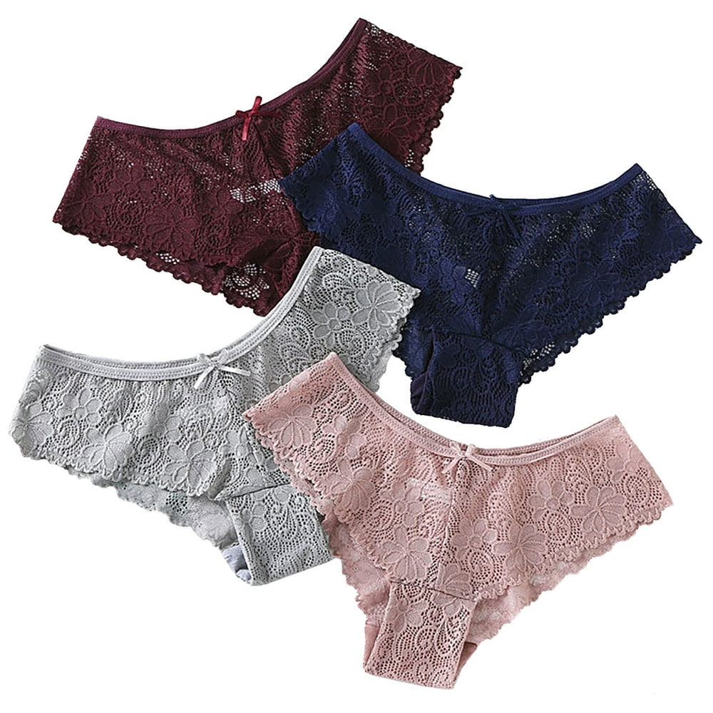 SDOTXA 4-Pack Women Underwear Cotton Panties Stretch Lace Cheeky ...