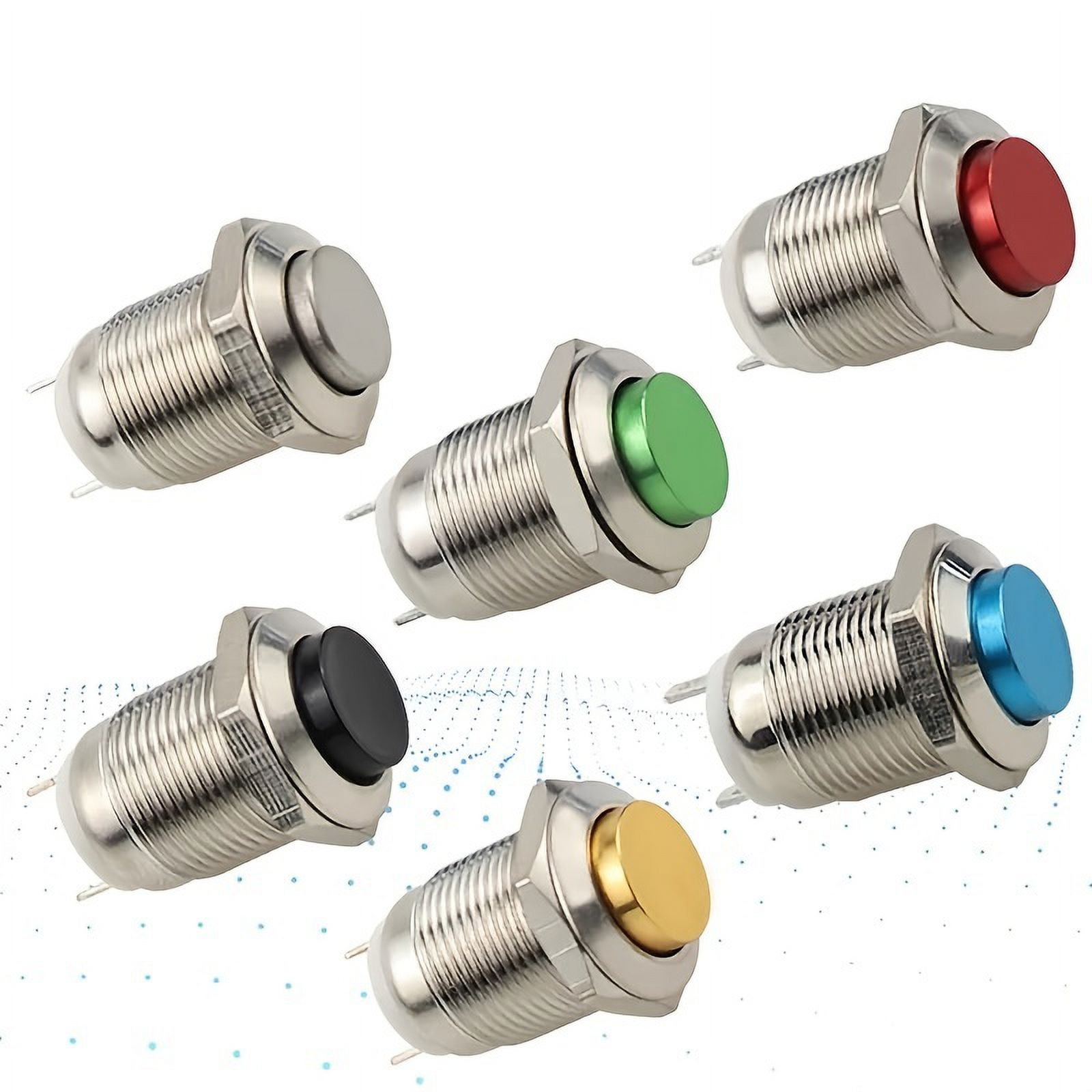 SDOTXA 6pcs 12mm Waterproof Momentary High-Quality Round Metal Push ...