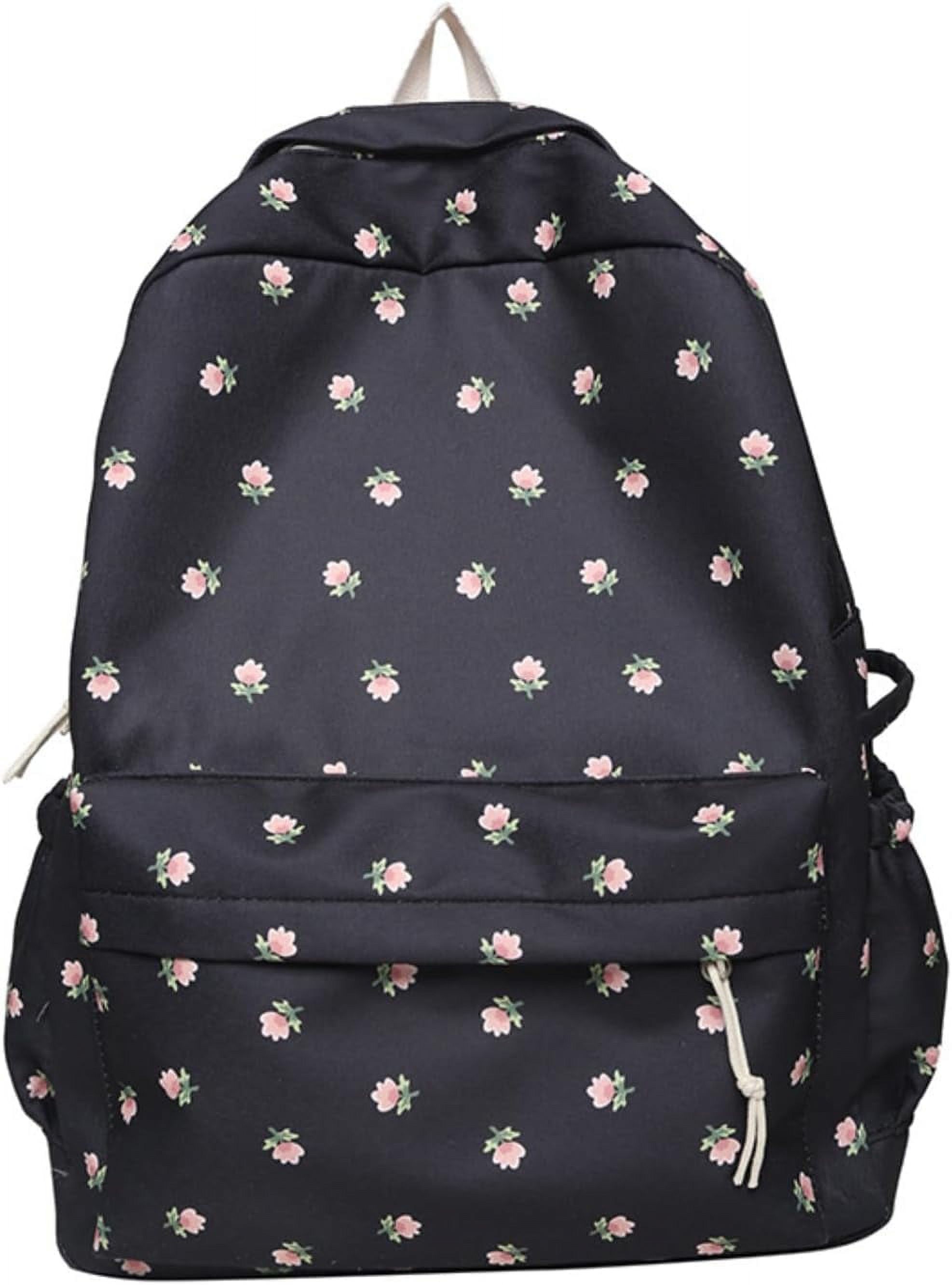 SDOTXA Kawaii Floral Print Backpack with Pendant Preppy Backpack ...
