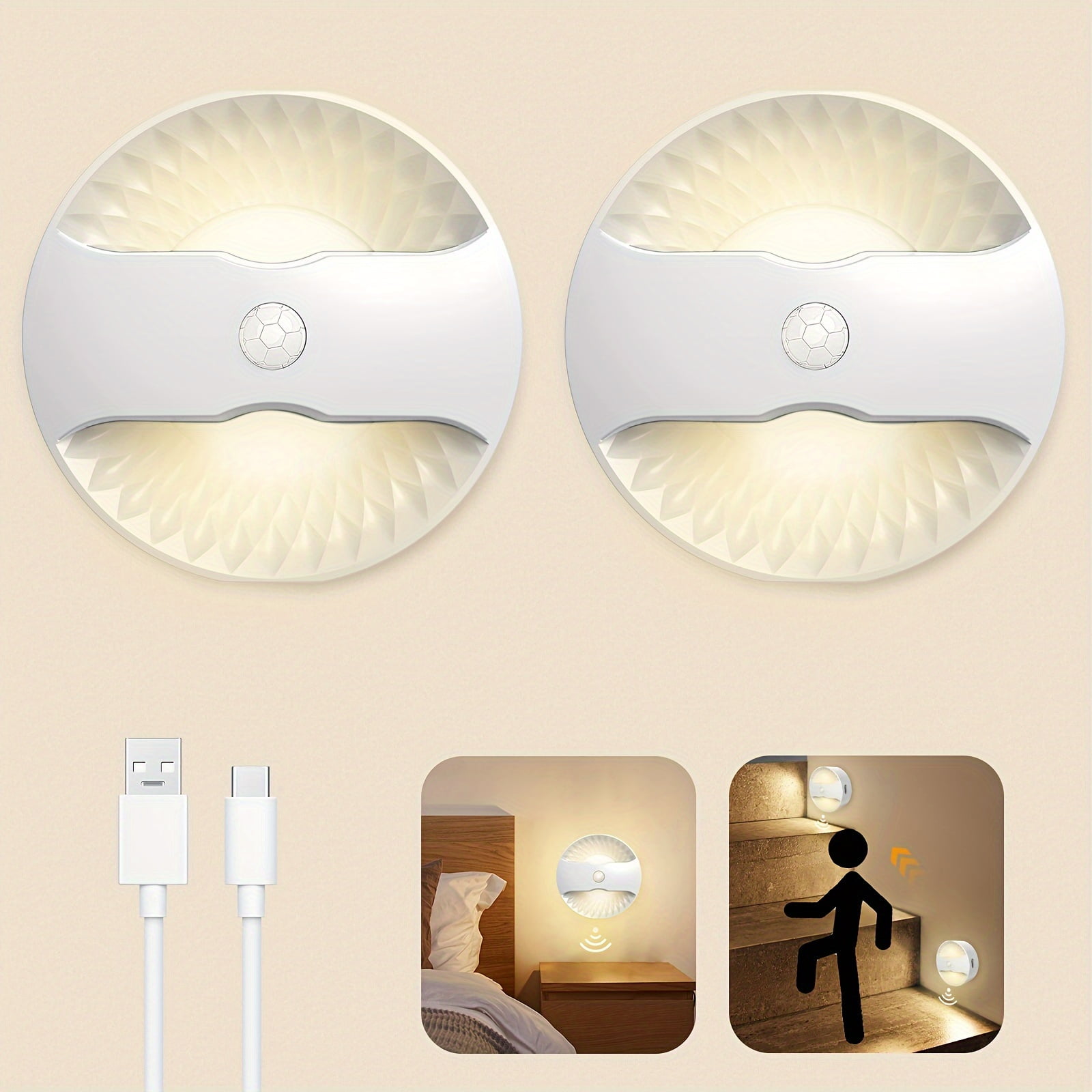 SDOTXA LED Night Lights Motion Sensor Light Indoor Rechargeable Wall ...