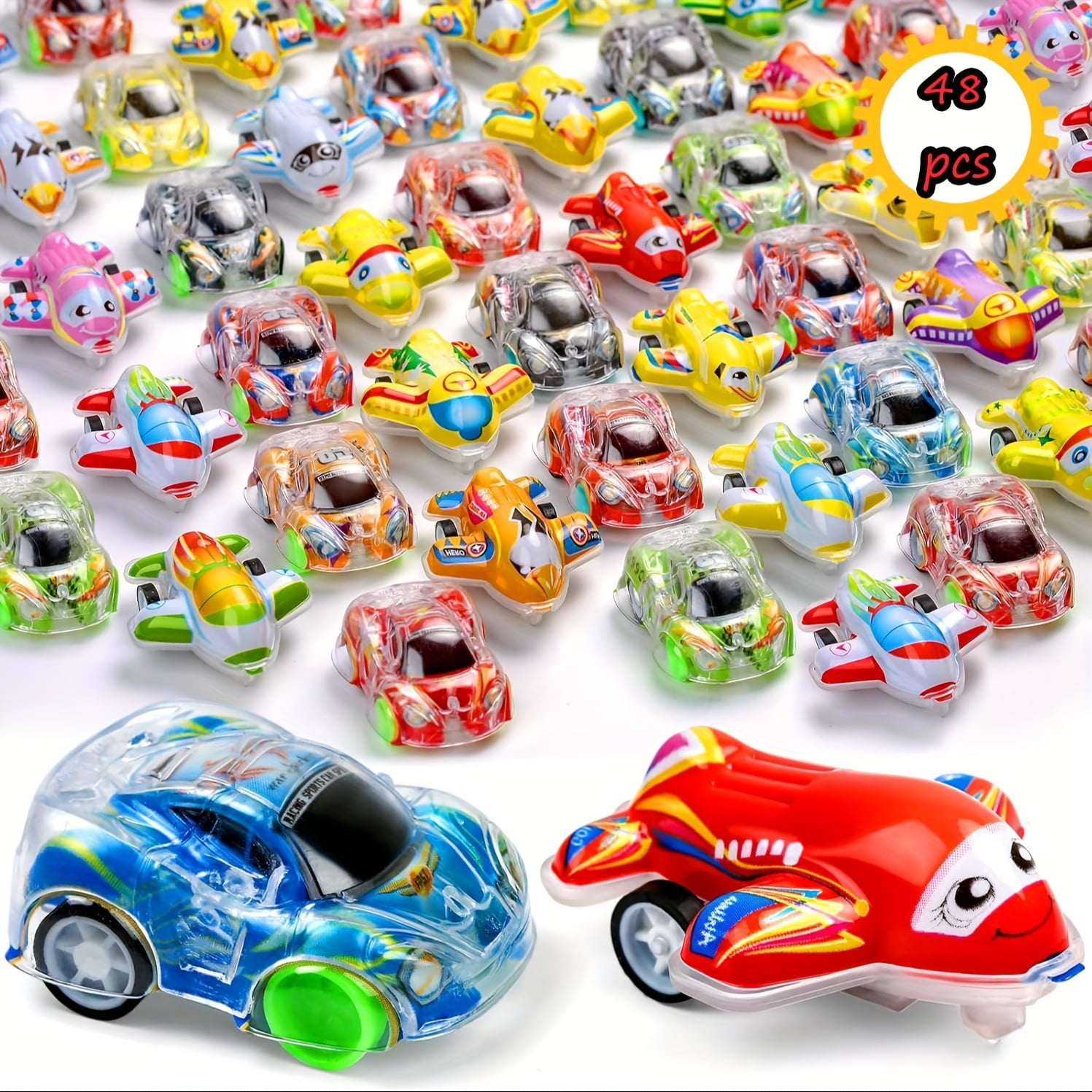 SDOTXA Random Mini Pull Back Toys Plastic Pull Back Cars and Airplanes ...