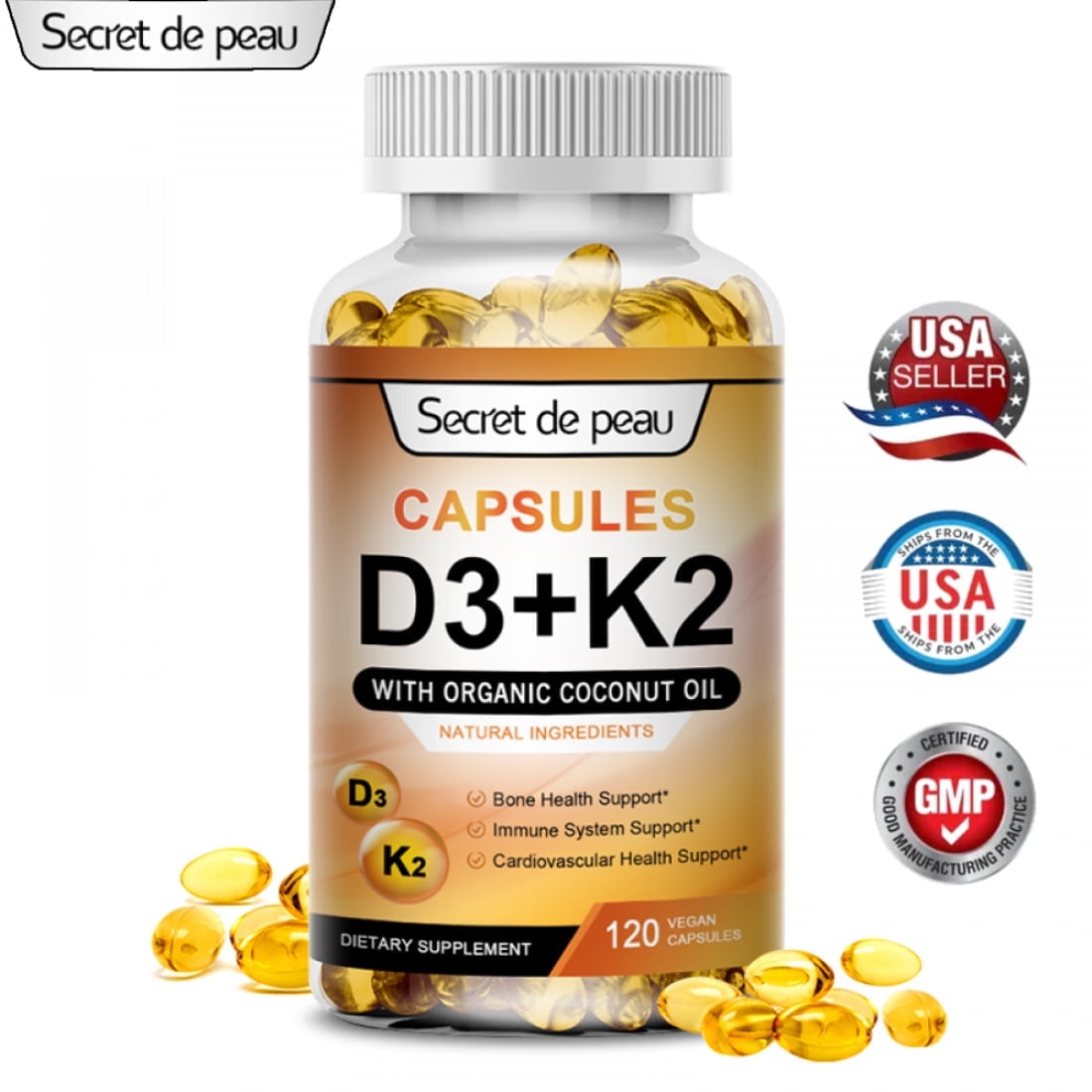 SDP Vitamin D3 + K2 5000 IU Capsules Daily Supplement,Support Immune System Bones Healthy Heart ...