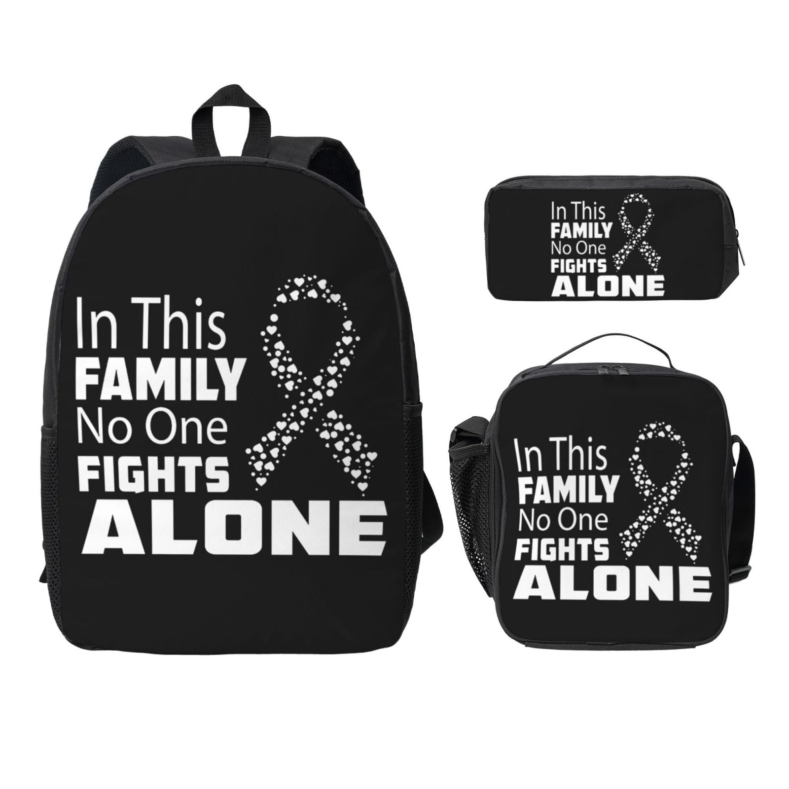 SDQFVG Lung Cancer Awareness Month Backpack Lunch Bag Pencil Case 3 Pcs ...