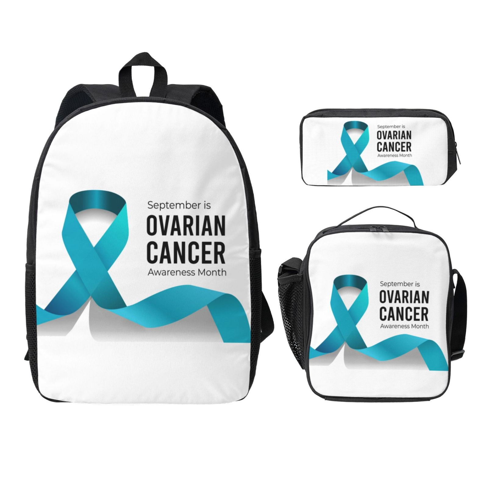 SDQFVG Ovarian Cancer Awareness Month Backpack Lunch Bag Pencil Case 3 ...