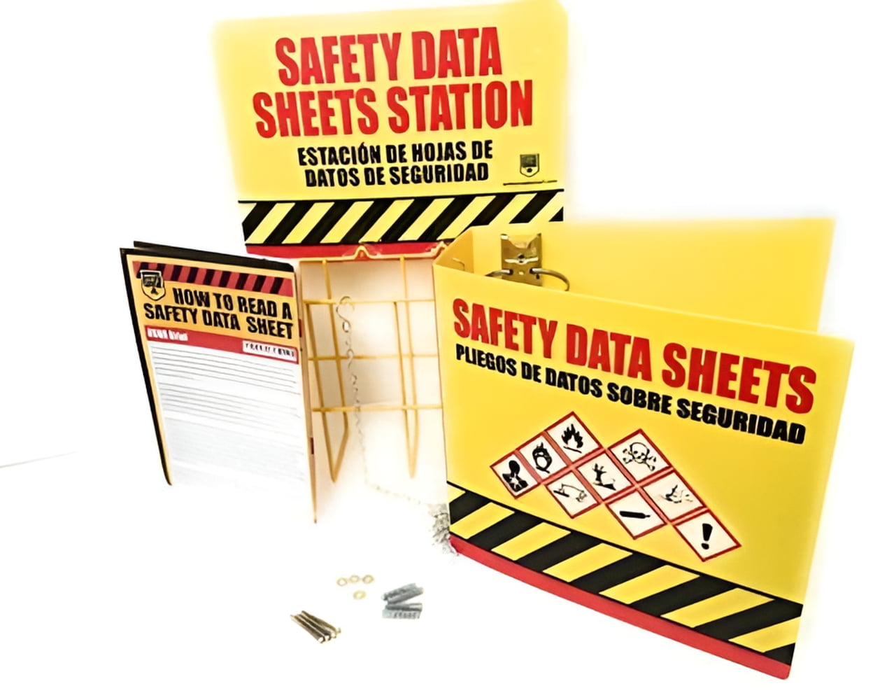 SDS Display Kit Rack Set with Heavy Duty 3 Inch Ring Binder, Wire Rack ...