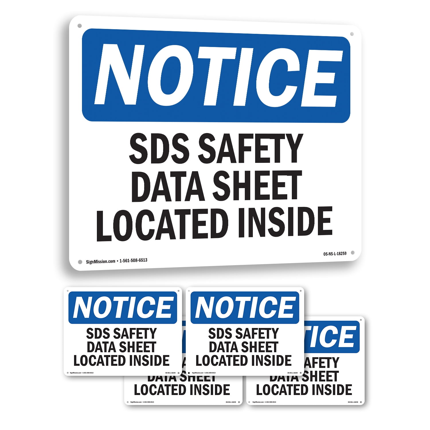SDS Safety Data Sheet Located Inside OSHA Notice Rigid Plastic Sign 18 ...