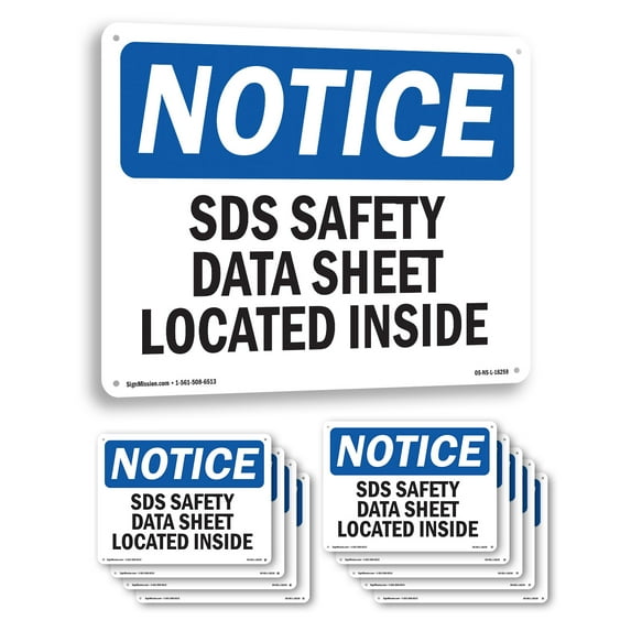 SDS Safety Data Sheet Located Inside OSHA Notice Rigid Plastic Sign 24 ...