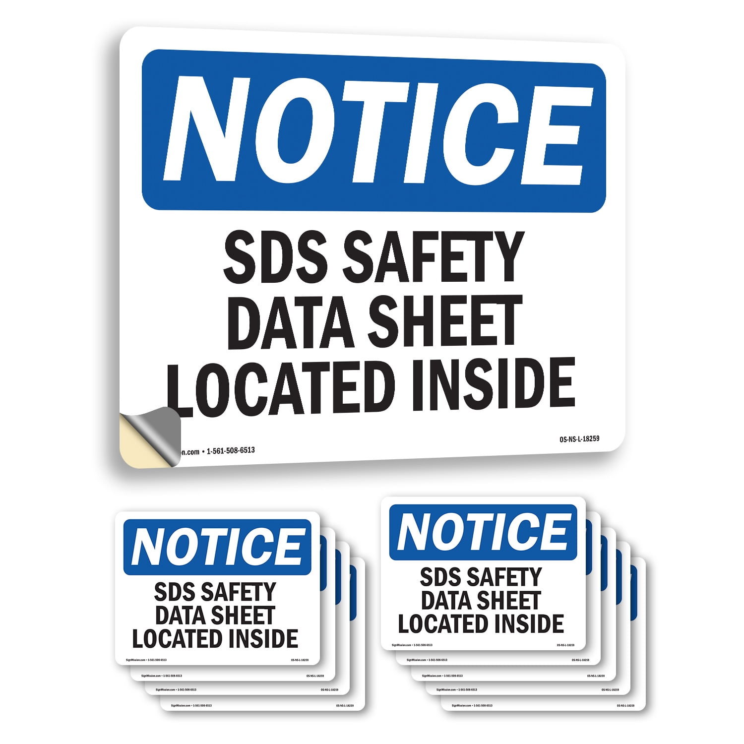 SDS Safety Data Sheet Located Inside OSHA Notice Vinyl Decal Label 5 ...
