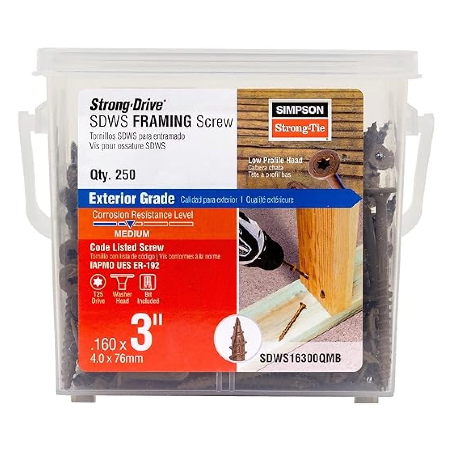 SDWS16300QMB Strong-Drive SDWS Framing Screws, 0.160 Inch x 3 Inch ...